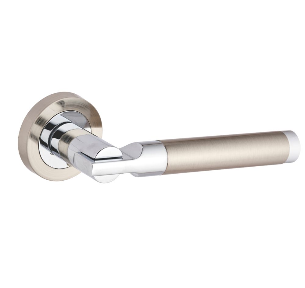 Smith & Locke Tenby Fire Rated Lever on Rose Door Handles Pair Chrome ...