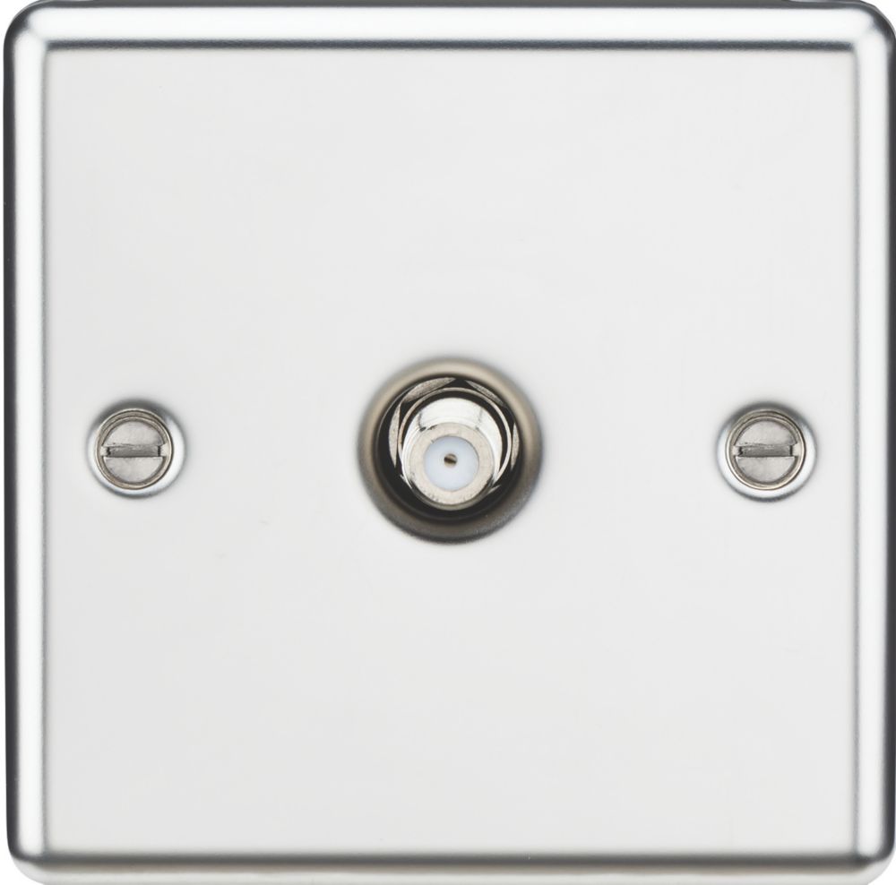Knightsbridge 1-Gang F-Type Satellite Socket Polished Chrome - Screwfix
