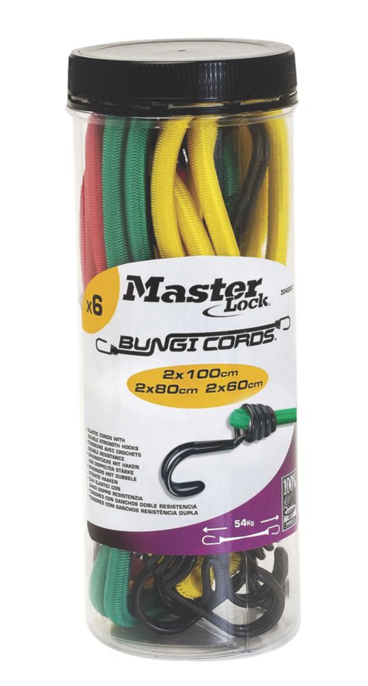 Master Lock Reverse Hook Bungee Cord Set x 8mm 6 Piece Set | Bungee ...