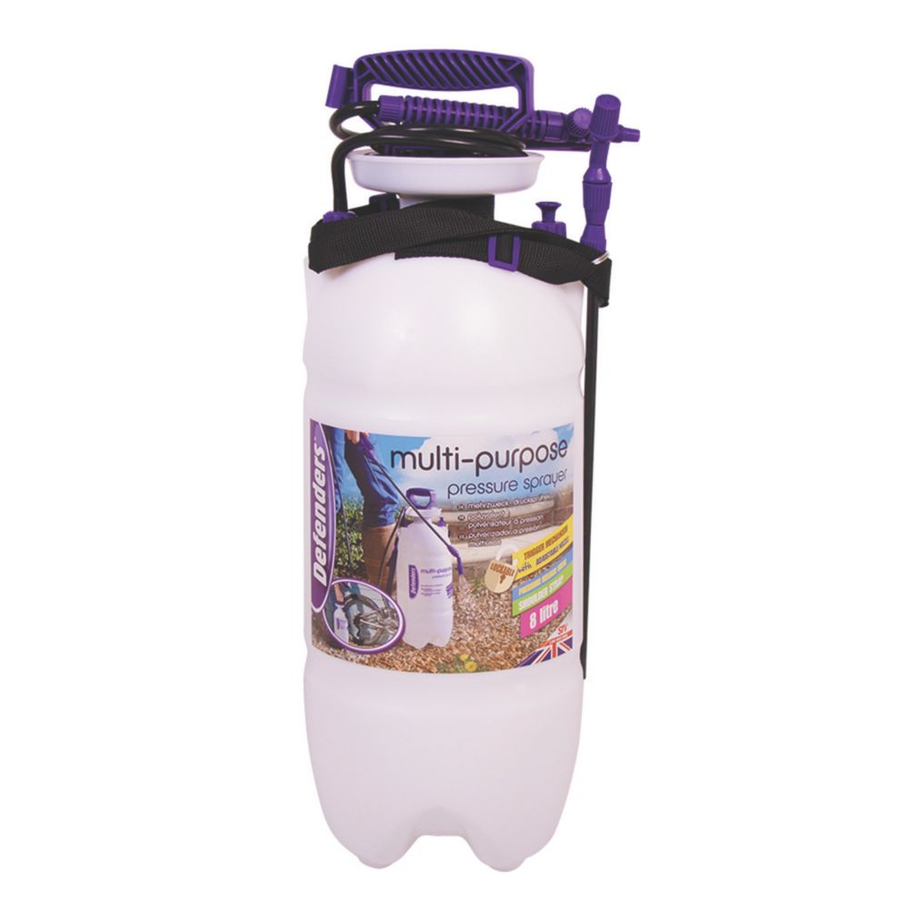 Defenders White / Purple Pressure Sprayer 8Ltr - Screwfix