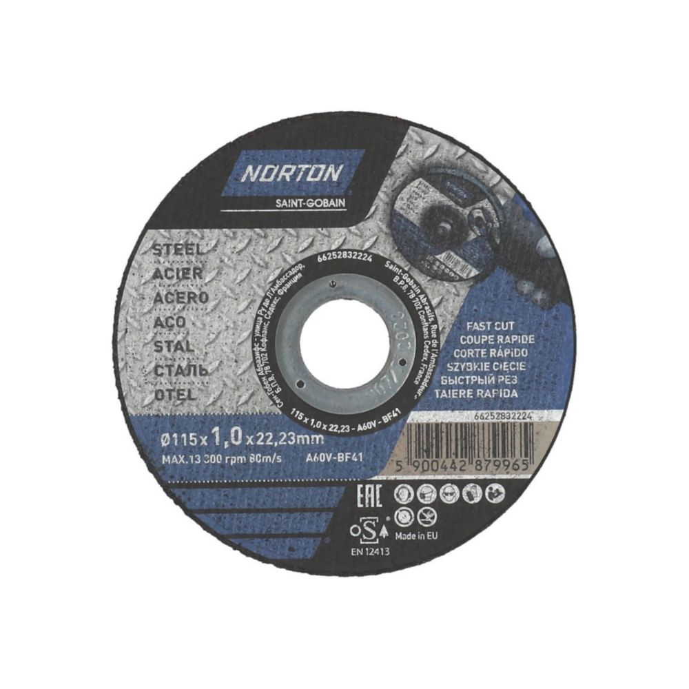 Norton Metal Cutting Discs 115mm (4 1/2") x 22.23mm 5 Pack - Screwfix
