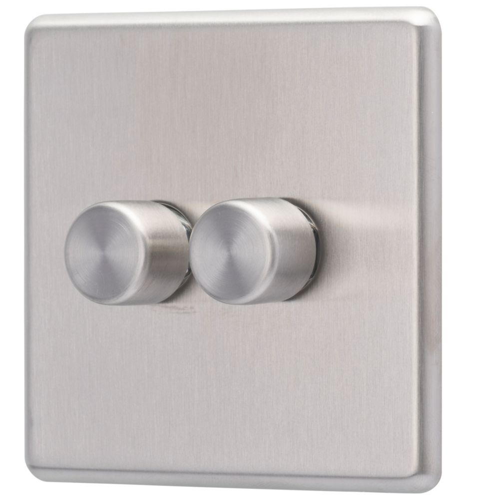 Arlec 2-Gang 2-Way LED Dimmer Switch Stainless Steel - Screwfix
