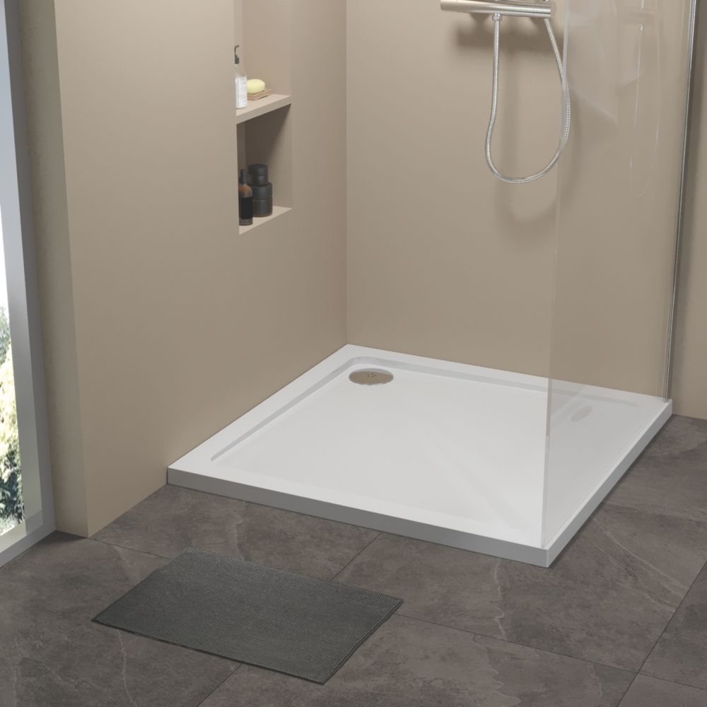 ETAL Pearlstone Matrix Square Shower Tray White 900mm x 900mm x 40mm ...