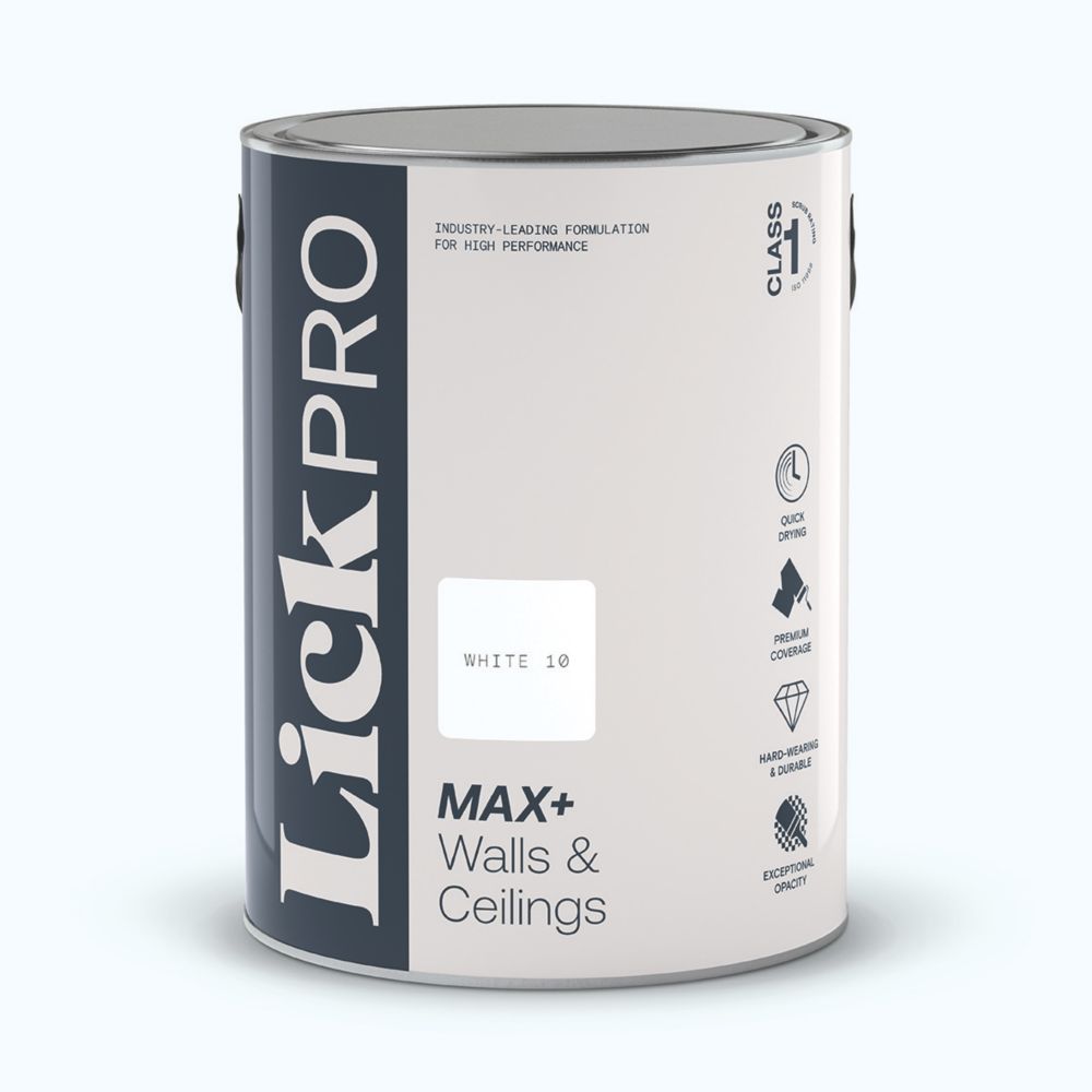 LickPro Max+ 5Ltr White 10 Matt Emulsion Paint - Screwfix