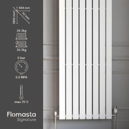 Flomasta 1800mm x 604mm 3468BTU White Vertical Designer Radiator - Screwfix