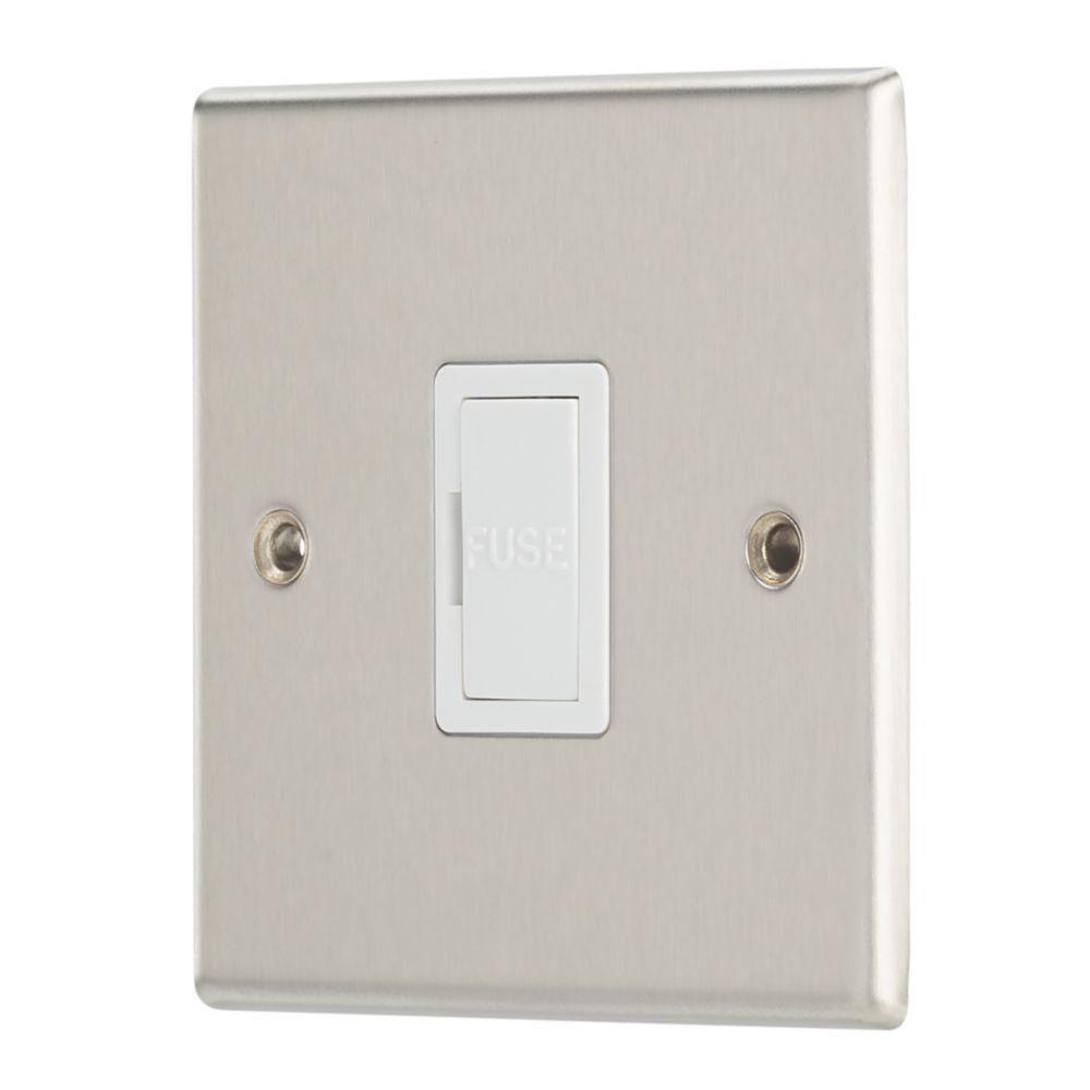 Contactum iConic 13A Unswitched Fused Spur Brushed Steel with White ...