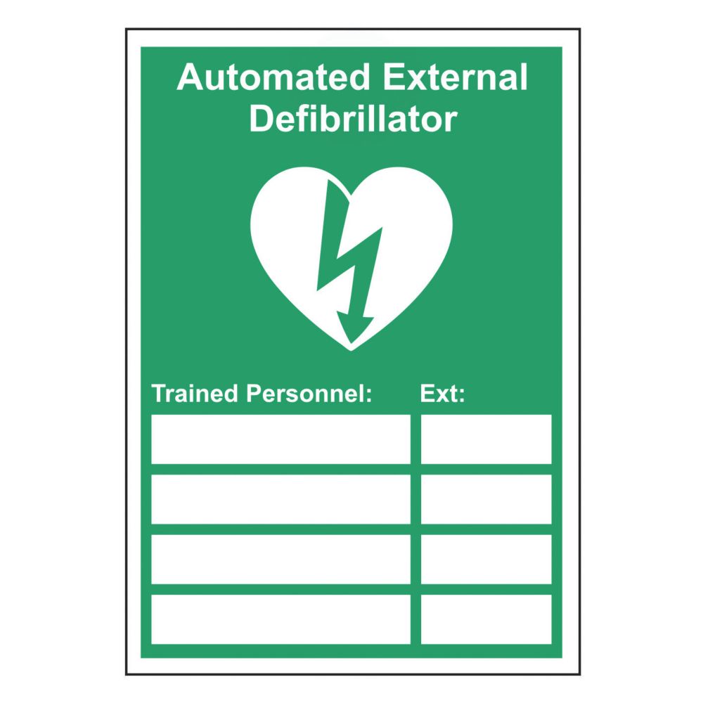Essentials "Automated External Defibrillator Trained Personnel" Sign ...