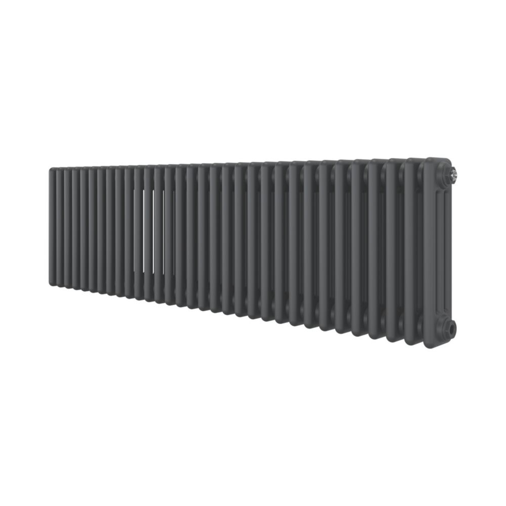 Azur 400mm x 1460mm 4412BTU Anthracite Horizontal 3 Column Radiator ...