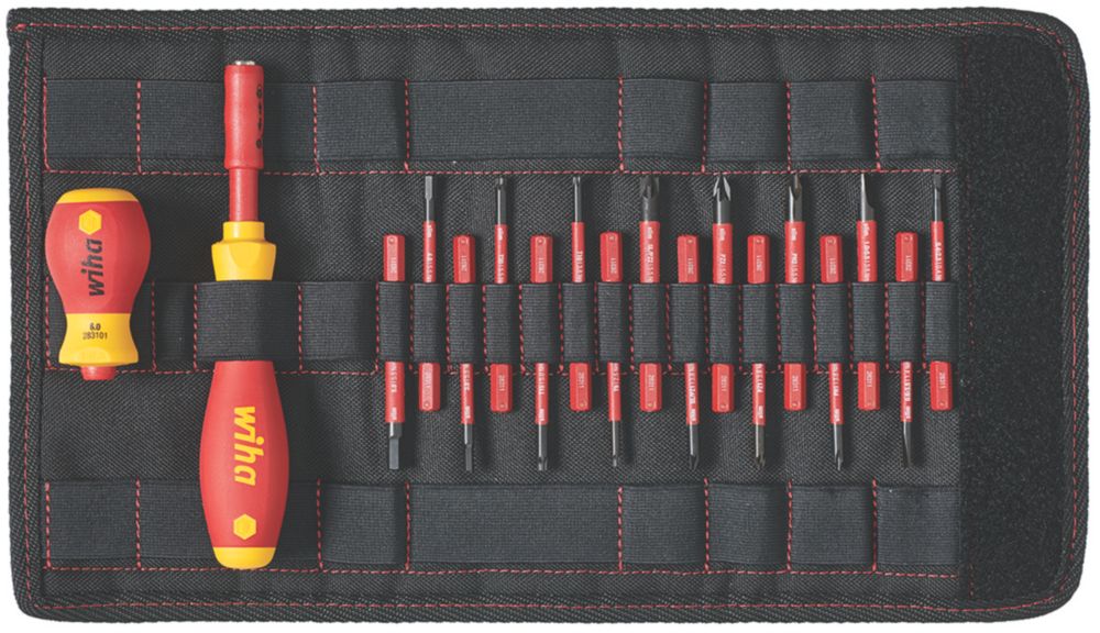 Wiha SlimVario VDE Screwdrivers with Bits 19 Piece Set - Screwfix