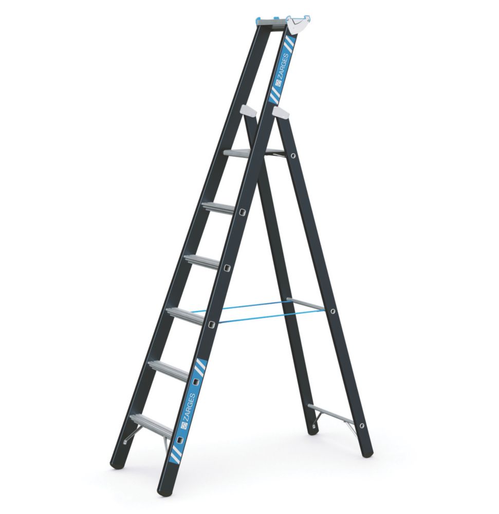 Zarges Aluminium 2.26m 6 Step Platform Step Ladder - Screwfix
