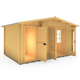 Shire Bourne 13' 6 " x 12' (Nominal) Apex Timber Log Cabin - Screwfix