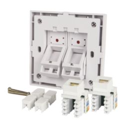 Labgear 1-Gang Double RJ45 Ethernet Socket White with Colour-Matched ...