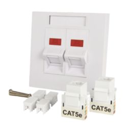 Labgear 1-Gang Double RJ45 Ethernet Socket White with Colour-Matched ...