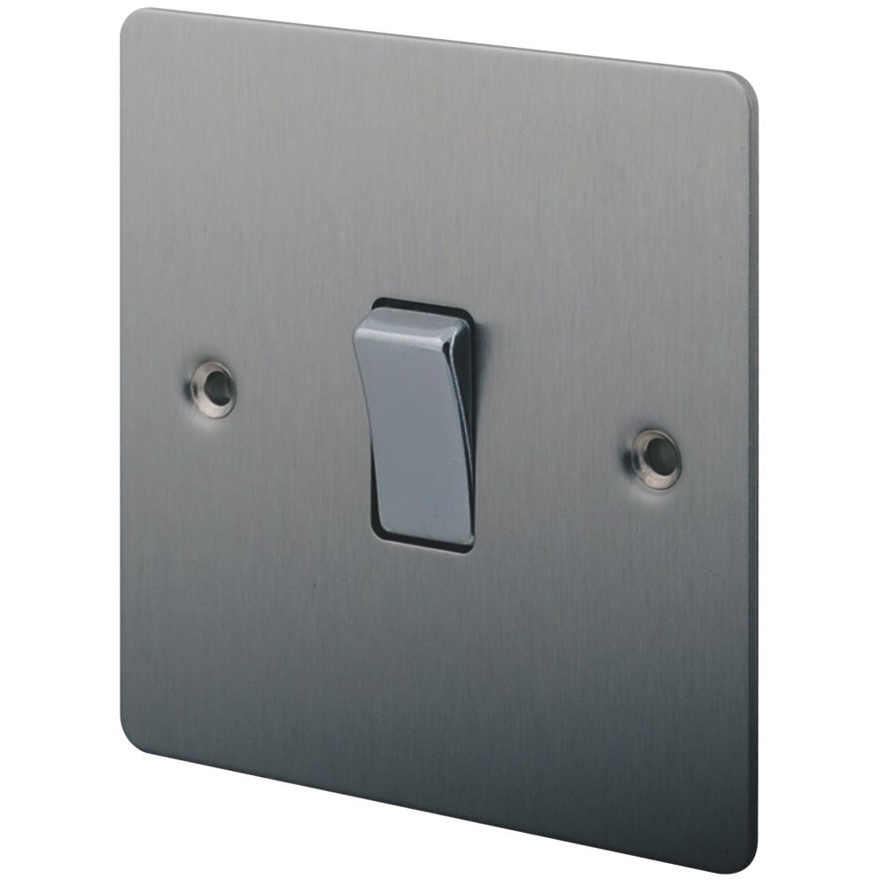 LAP 10AX 1-Gang Intermediate Switch Brushed Stainless Steel - Screwfix