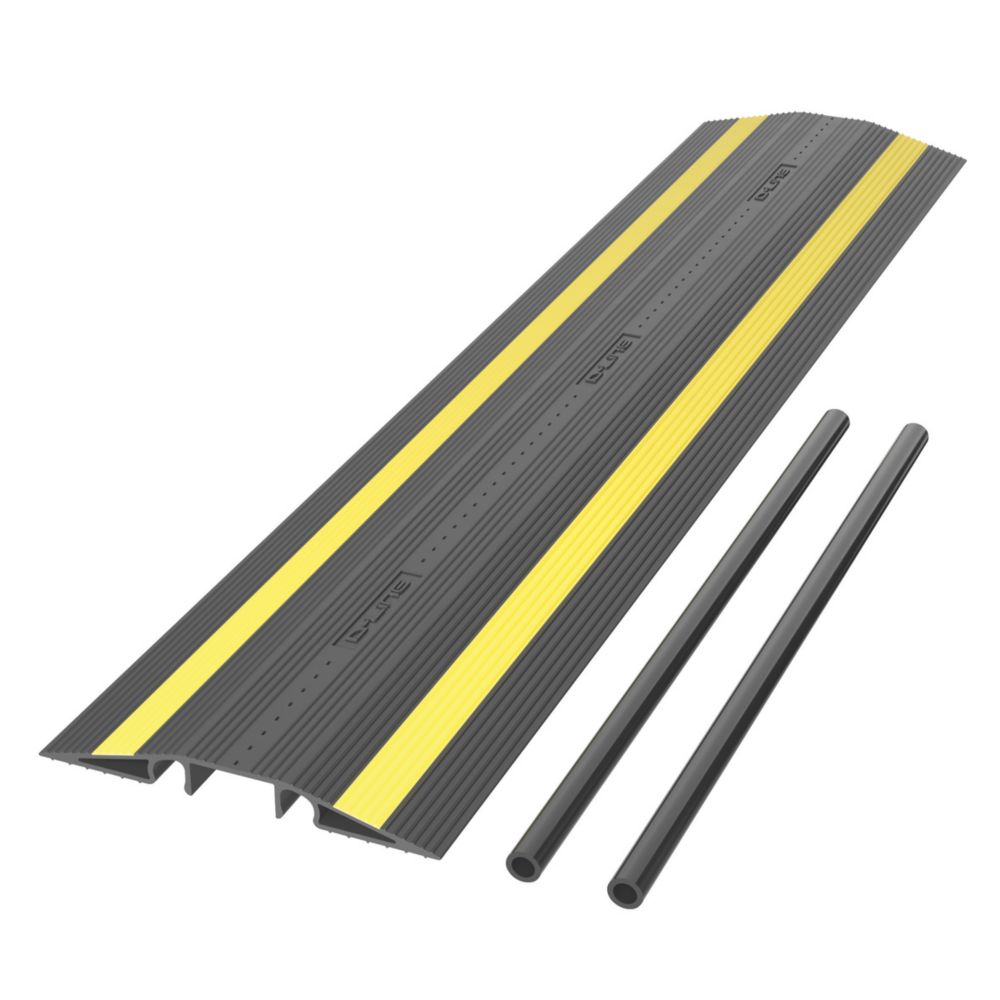 D-Line Cable Cover 1m Black / Yellow - Screwfix
