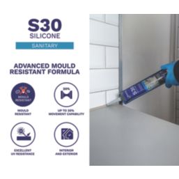 Bostik S30 Sanitary Silicone Sealant Grey 310ml - Screwfix