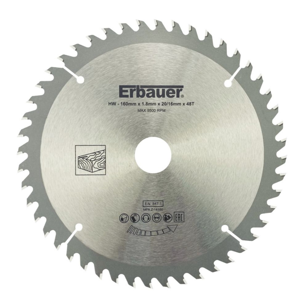 Erbauer Wood Circular Saw Blade 160mm x 20mm 48T - Screwfix