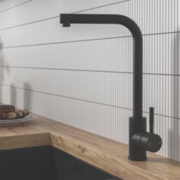 ETAL Vito Single Lever Mono Mixer Kitchen Tap Matt Black - Screwfix