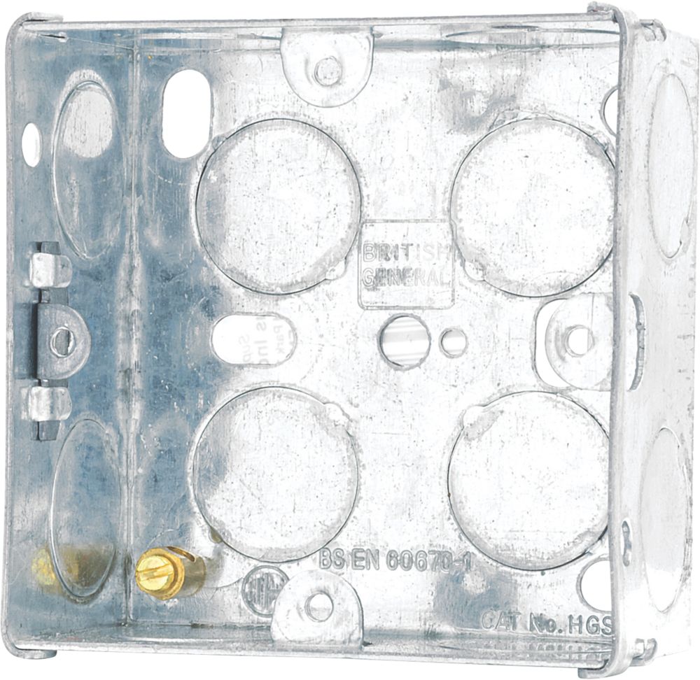 British General 1-Gang Galvanised Steel Back Box 35mm - Screwfix
