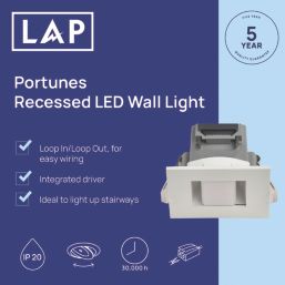 LAP Portunes Adjustable Square LED Downlight White 2.1W 180lm - Screwfix