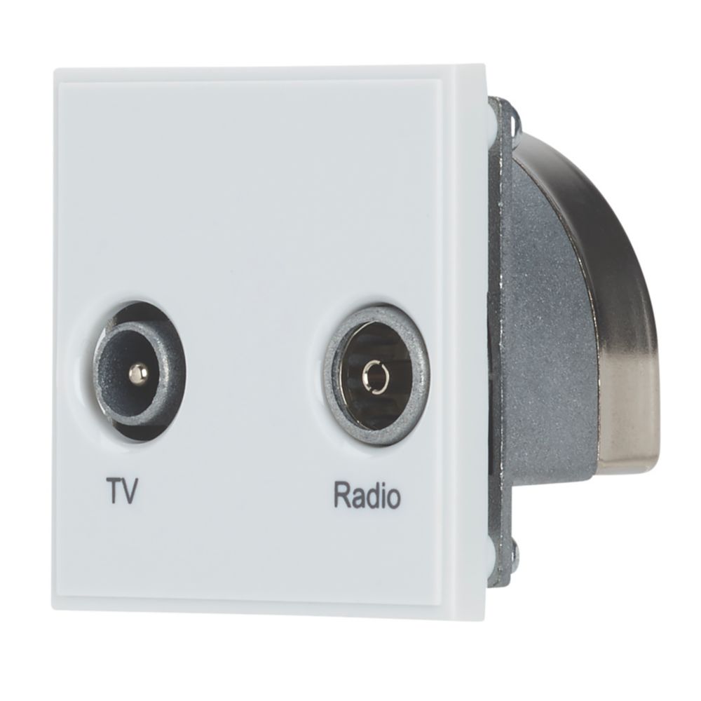 Contactum Media Modular Coaxial TV / FM Socket White - Screwfix
