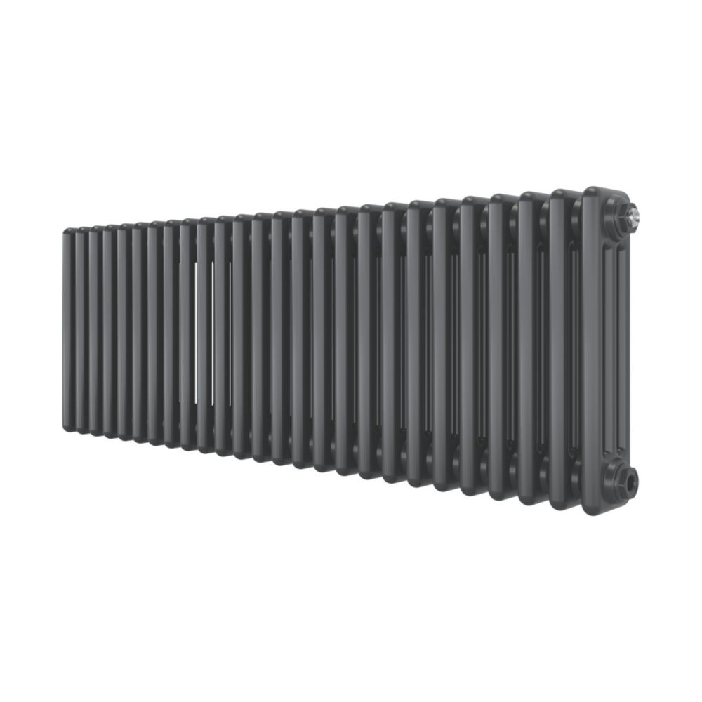 Azur 400mm x 1190mm 3583BTU Anthracite Horizontal 3 Column Radiator ...