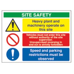 Essentials "Heavy Plant & Machinery Operate On Site" Sign 600mm x 800mm ...