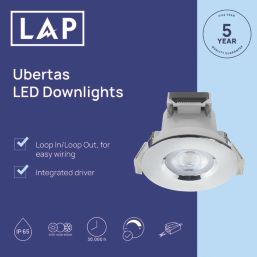 LAP Ubertas Fixed LED Downlight Polished Chrome 4W 420lm - Screwfix