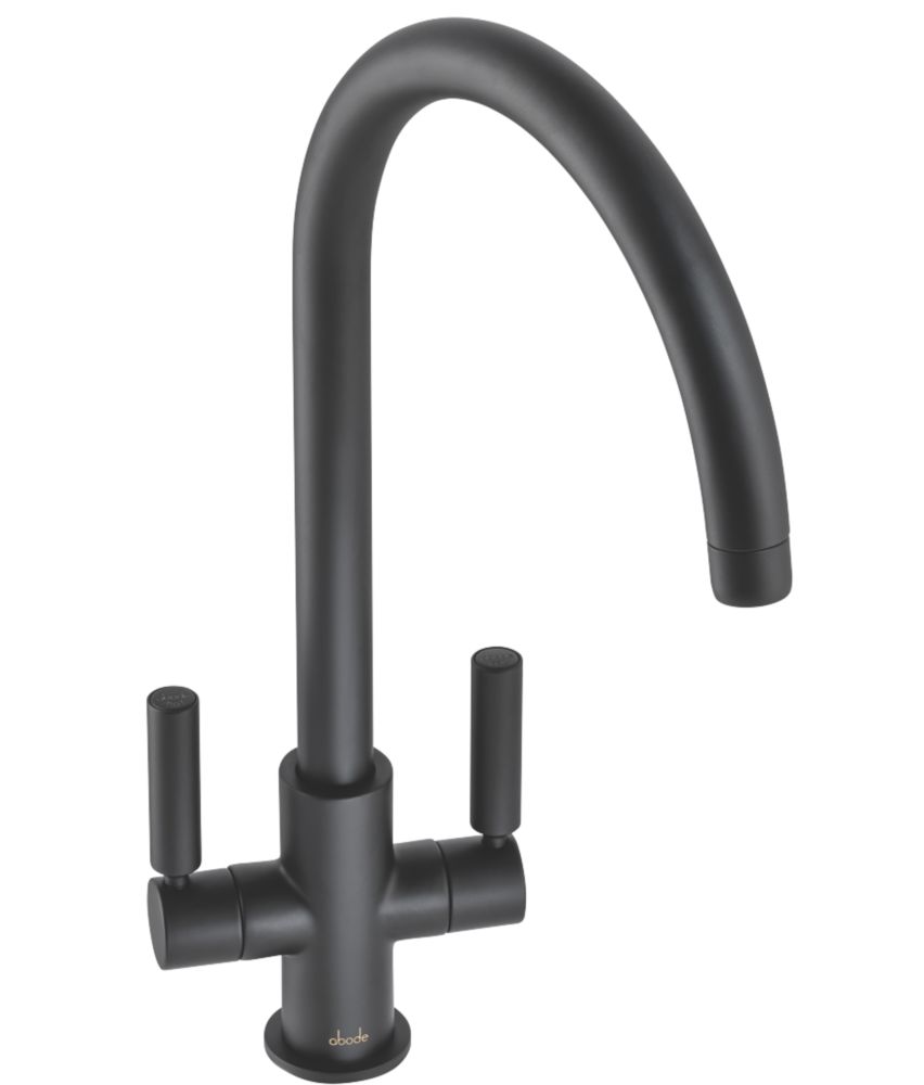 Abode Globe Swan Dual-Lever Mono Mixer Kitchen Tap Matt Black | Kitchen ...