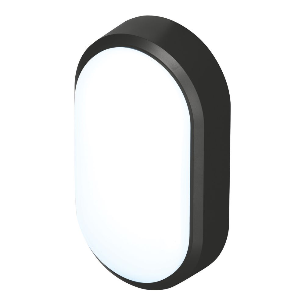4lite Pylus Outdoor Oval LED Bulkhead Wall Light Black 12W 1100lm ...