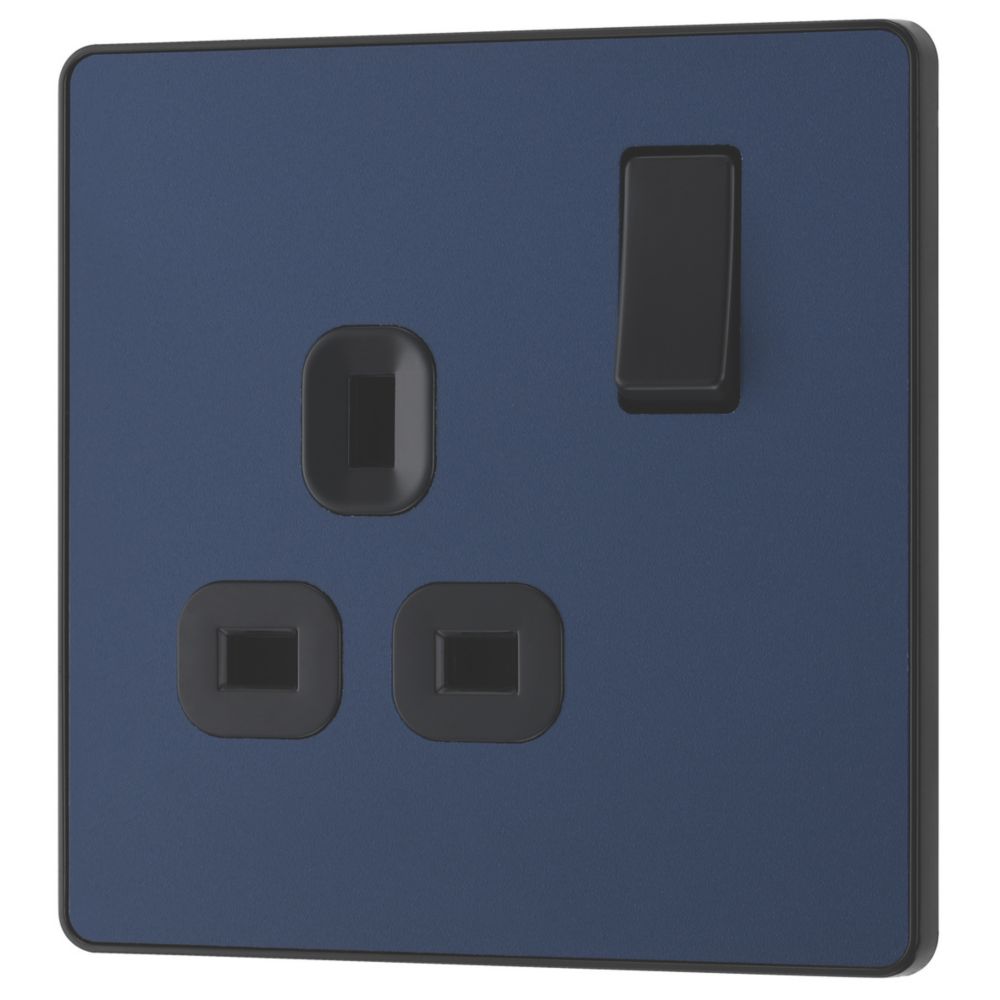 British General Evolve 13A 1-Gang SP Switched Socket Blue with Black ...
