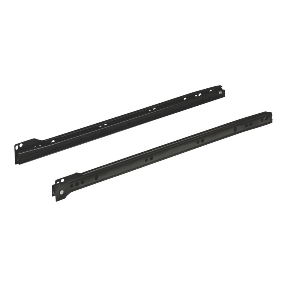 Essentials Black Self-Closing Roller Drawer Runners 450mm 2 Pack - Screwfix