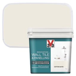 V33 Satin Cotton Off-White Acrylic Wall Tile & Panelling Paint 750ml ...