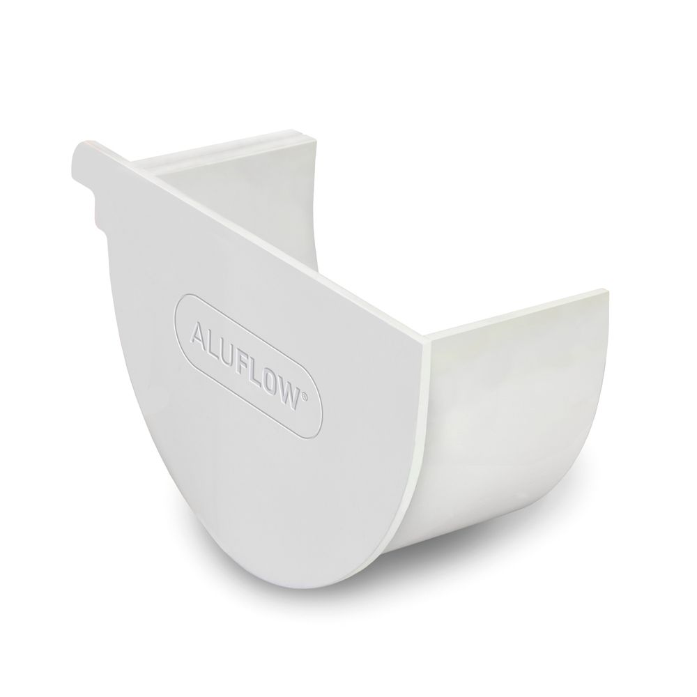 Aluflow Half Round Internal Aluminium RH Deep Gutter Stop End White ...