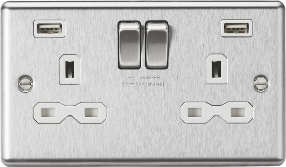 Knightsbridge 13A 2-Gang SP Switched Socket + 2.4A 12W 2-Outlet Type A ...