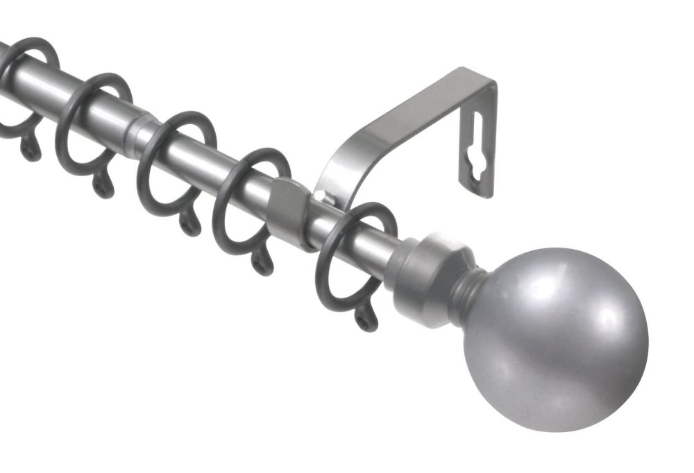 Renaissance Polished Silver Curtain Pole 16/13mm x 180-300cm - Screwfix