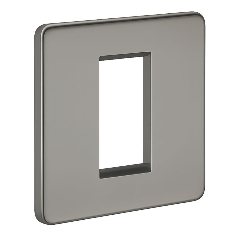 Knightsbridge 1-Module Modular Faceplate Black Nickel - Screwfix