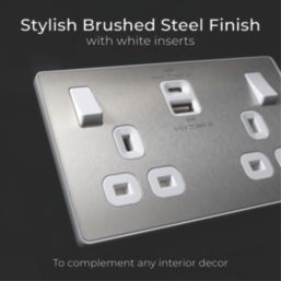 British General Evolve 13A 2-Gang SP Switched Socket + 3A 45W 2-Outlet ...