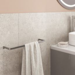 Elland Towel Rail Brushed Steel 400mm x 80mm x 20mm - Screwfix