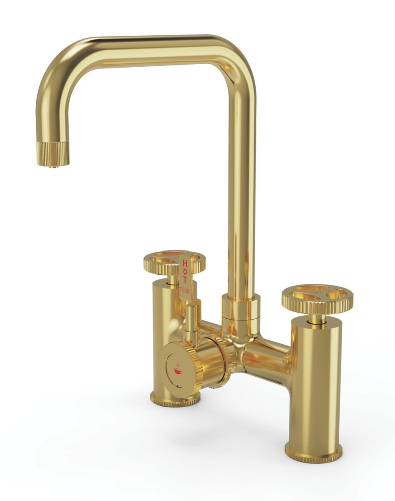 ETAL Industrial Bridge 3-in-1 Boiling Water Kitchen Tap Brushed Brass ...