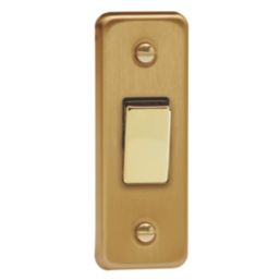 Varilight 10A 1-Gang 2-Way Architrave Light Switch Brushed Brass with ...