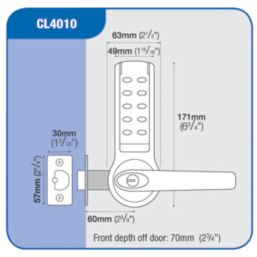 Codelocks CL4010 SS Electronic Medium Duty Push-Button Lock Tubular Latch - Screwfix
