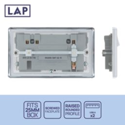 LAP 13A 2-Gang SP Switched Socket + 3.1A 15.5W 2-Outlet Type A USB ...