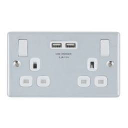 LAP 13A 2-Gang SP Switched Socket + 3.1A 15.5W 2-Outlet Type A USB ...