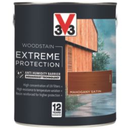 V33 2.5Ltr Mahogany Satin Solvent-Based Exterior Wood Stain - Screwfix