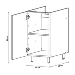 Pragma 1-Door Matt White 400mm x 590mm x 860mm Flat Packed Kitchen Base Unit - Screwfix