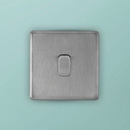 Arlec 10A 1-Gang 2-Way Light Switch Stainless Steel - Screwfix