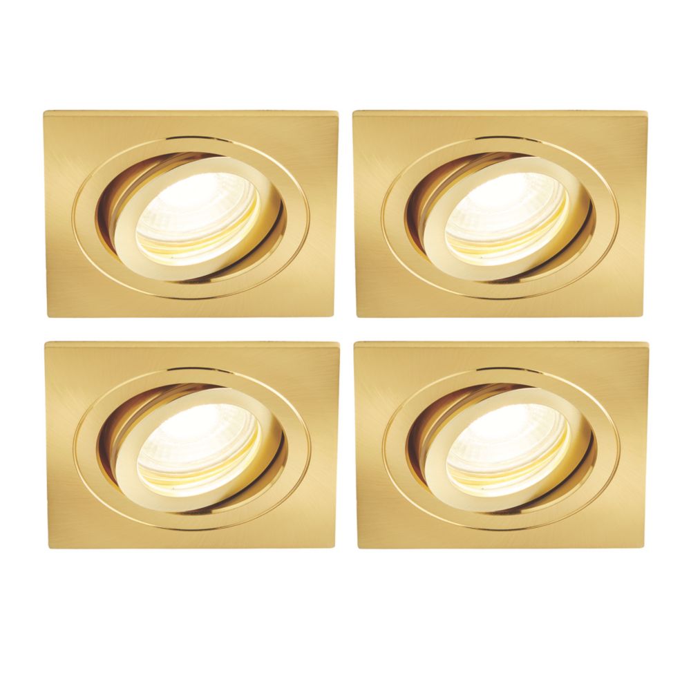 Spa Cali Adjustable Square Downlights Brass 4 Pack - Screwfix