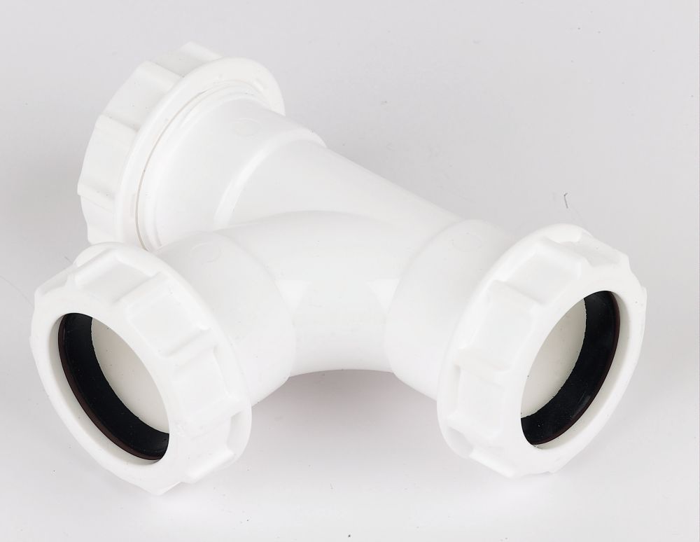 FloPlast WC23 Universal Compression Waste Equal Tee White 40mm ...