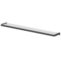 Elland Black Steel Glass Bathroom Shelf 600mm x 120mm x 20mm